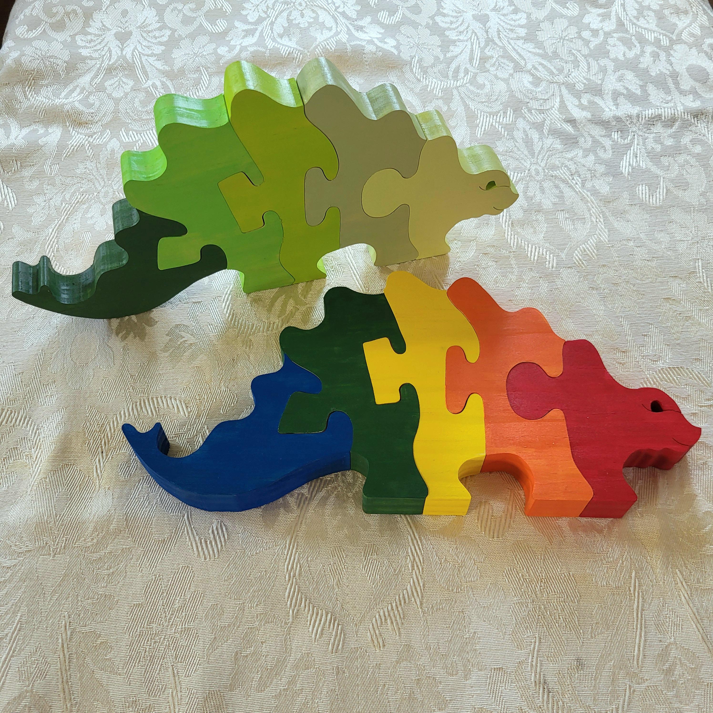 Dinosaur Wooden Jigsaw Puzzle, Stegosaurus, Big Block - Etsy