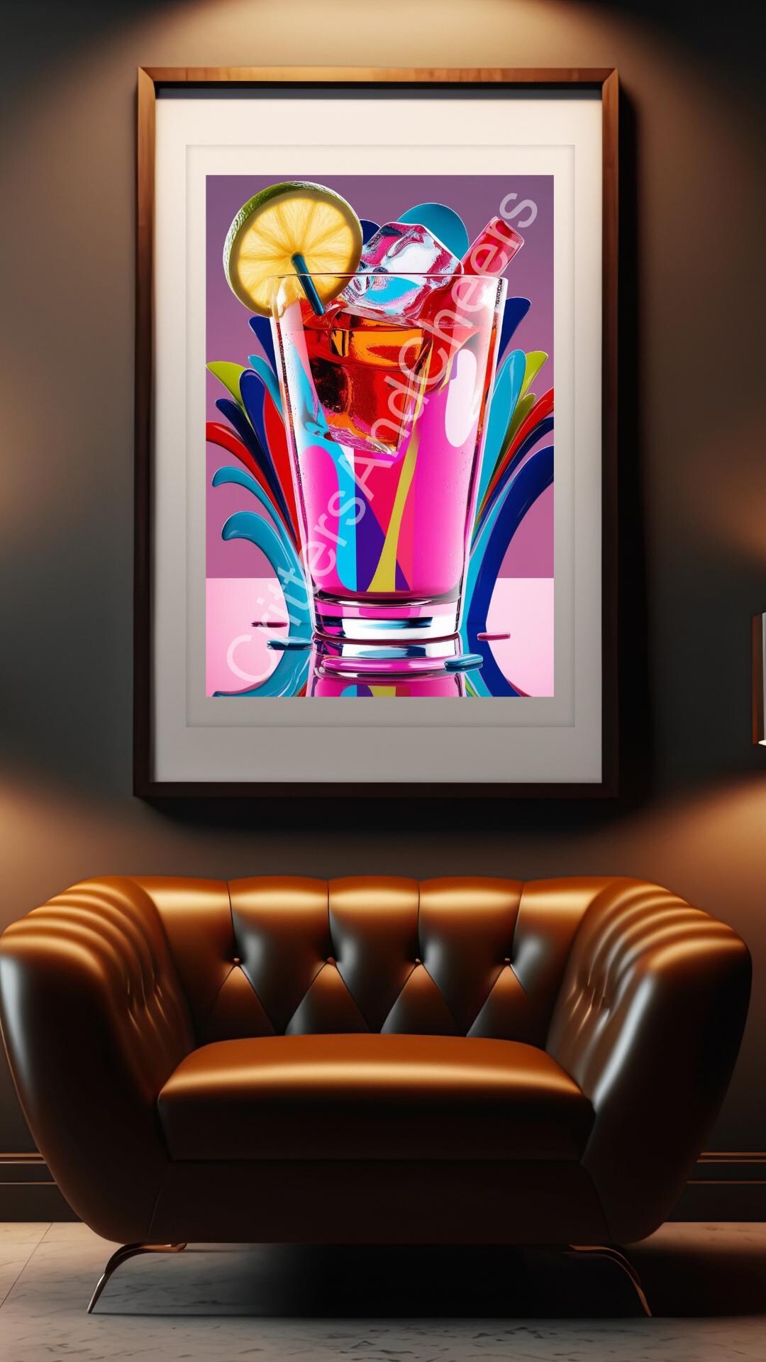 Colorful Highball Cocktail Wall Art - Printable Wall Decor, Digital ...