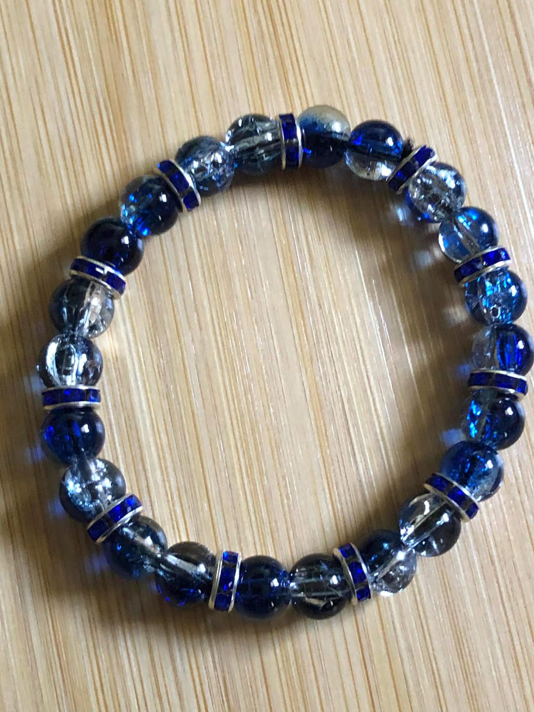 Royal Blue Beaded Handmade Bracelet - Etsy