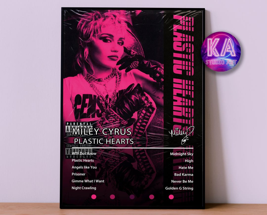 Miley Cyrus Poster | Plastic Hearts Poster | Album Poster Prints | Wall ...