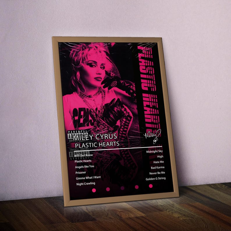 Miley Cyrus Poster | Plastic Hearts Poster | Album Poster Prints | Wall ...