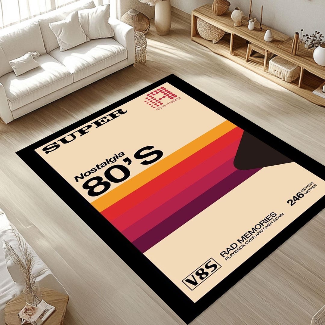 80's Nostalgia Rug: Retro V8 Tape Design, Non-slip Area Rug - Etsy