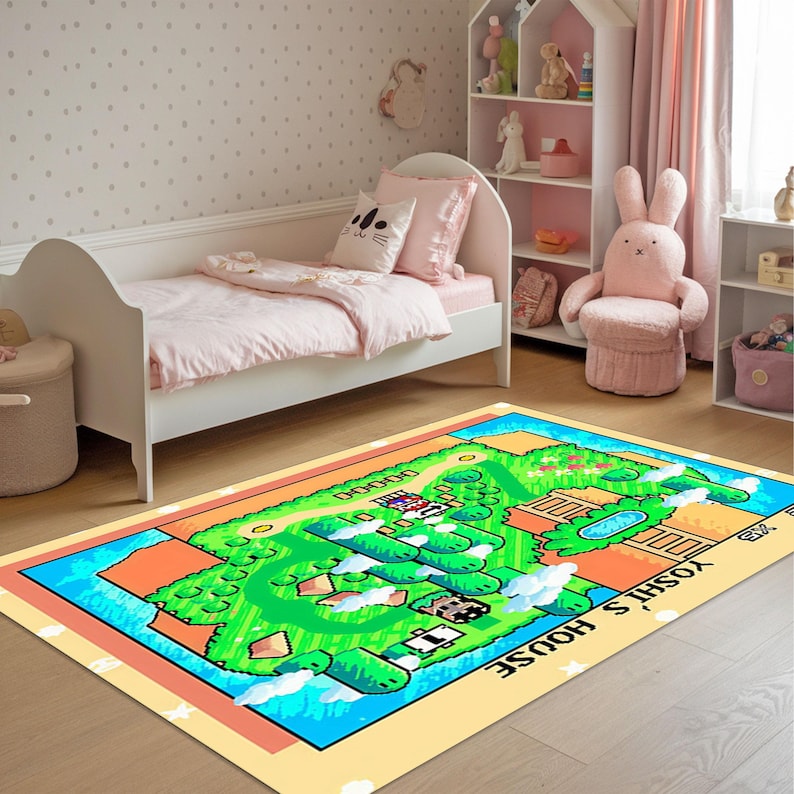 Retro Yoshi Gamer Rug: Washable Kids Room Decor - Etsy