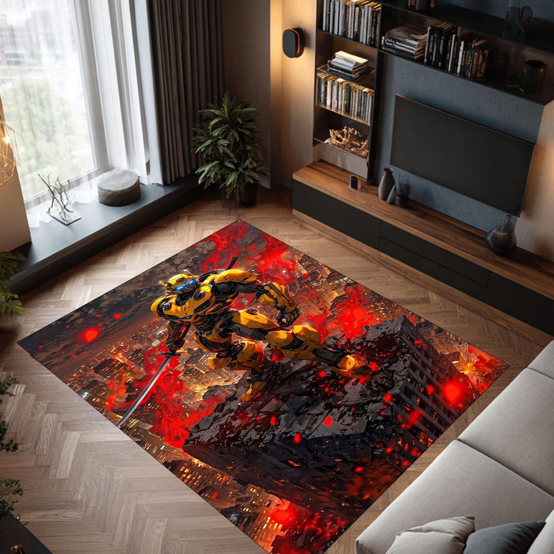 Bumblebee Transformers Rug: Washable Kids Playroom Decor - Etsy