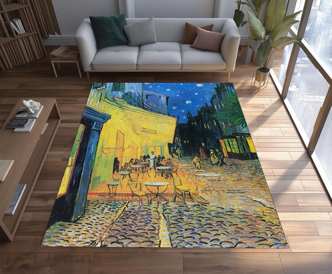 Van Gogh Rug Café Terrace at Night, Public Domain Art Carpet With ...