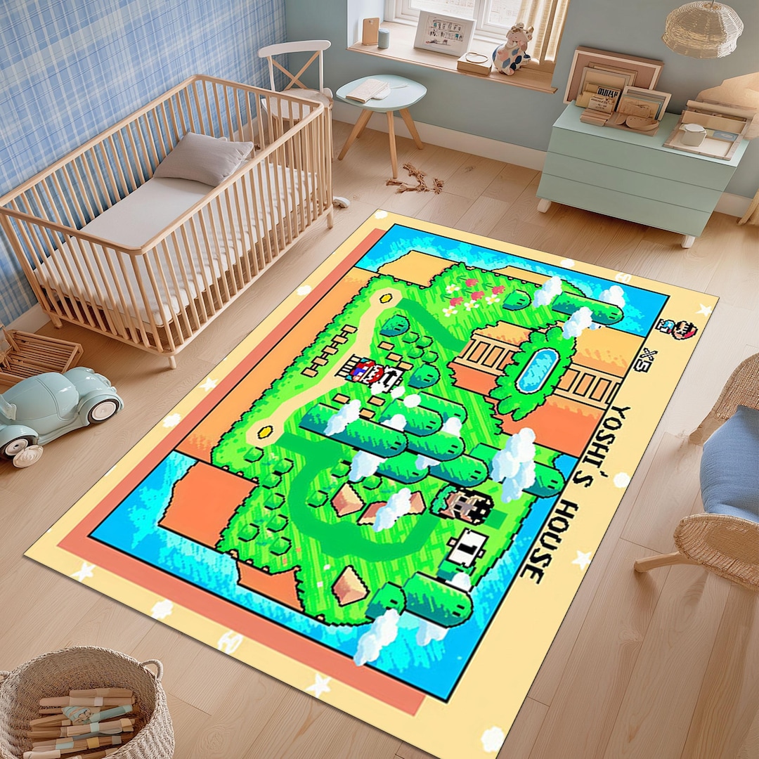 Retro Yoshi Gamer Rug: Washable Kids Room Decor - Etsy