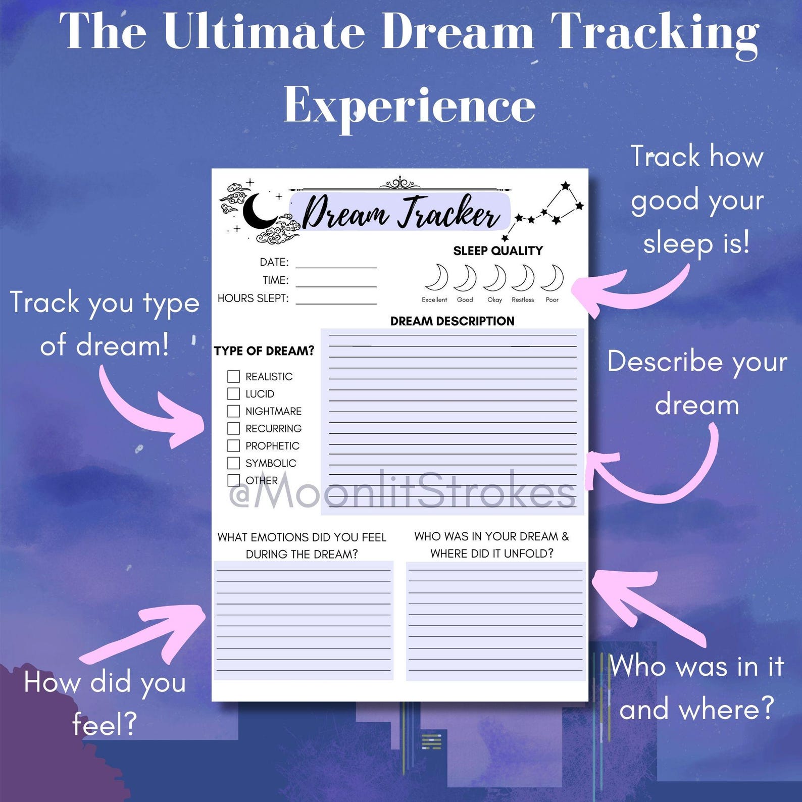 Printable Tracker Dream Tracker Sleep Tracker Dream Log Journal Page A5 ...
