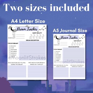 Printable Tracker Dream Tracker Sleep Tracker Dream Log Journal Page A5 ...
