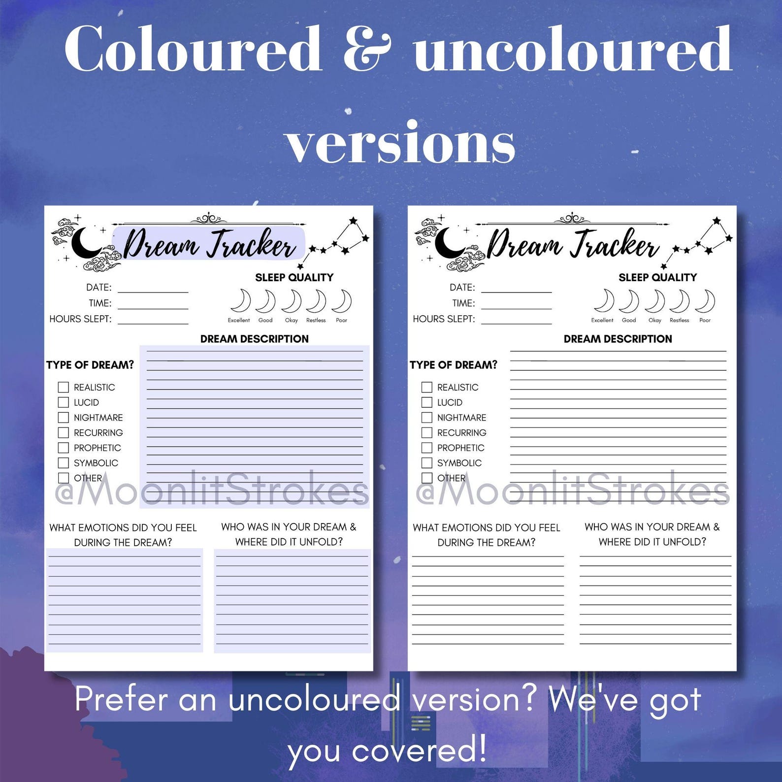 Printable Tracker Dream Tracker Sleep Tracker Dream Log Journal Page A5 ...