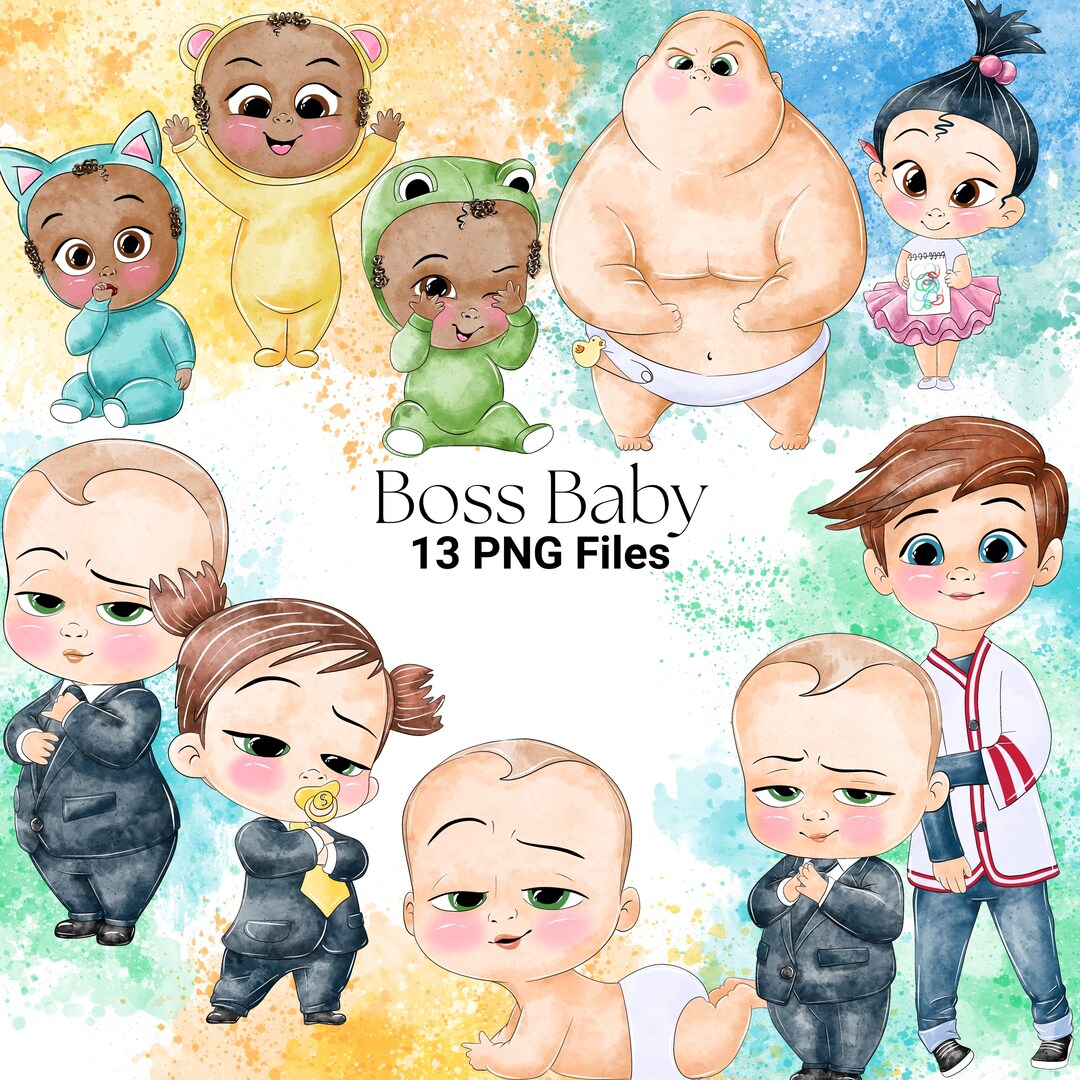 Boss Baby Digital Clipart PNG Bundle Watercolor Character Art Instant ...