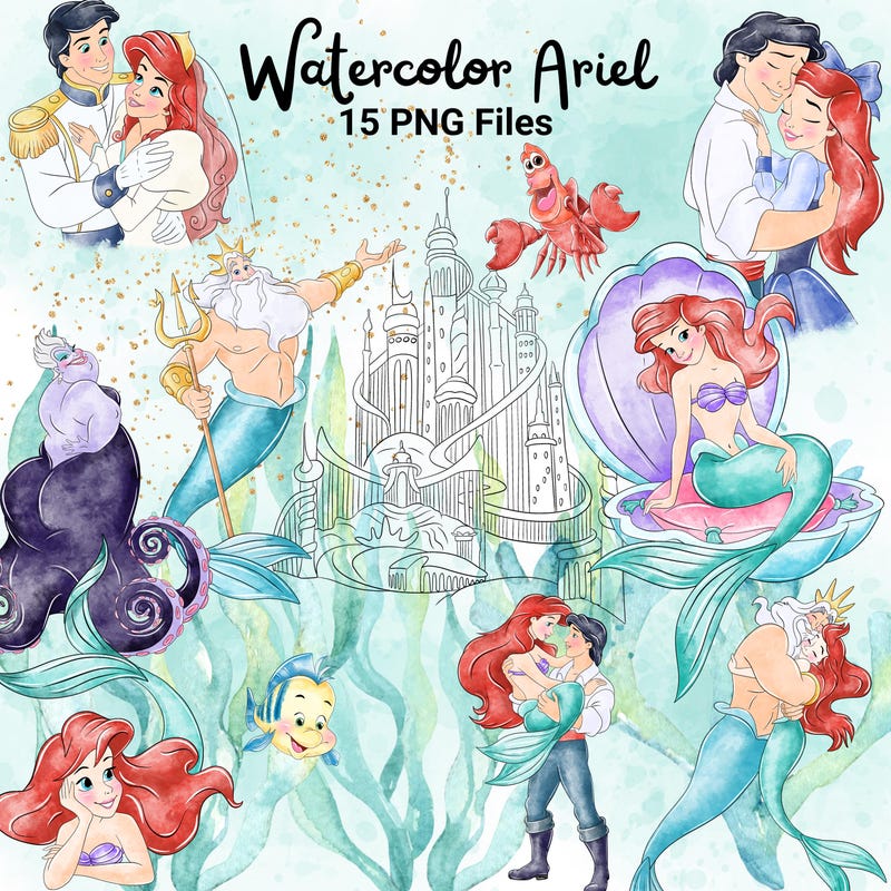 Ariel Watercolor - Etsy