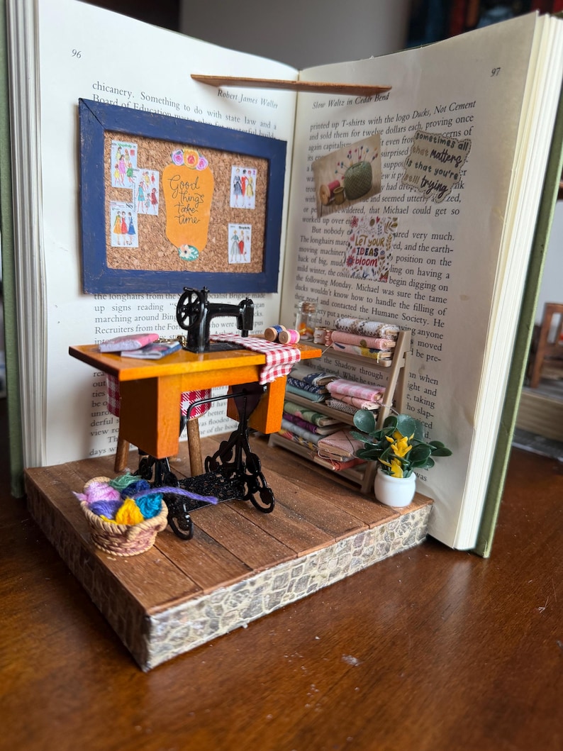Miniature Sewing Room Open Book Diorama, One of a Kind! - Etsy