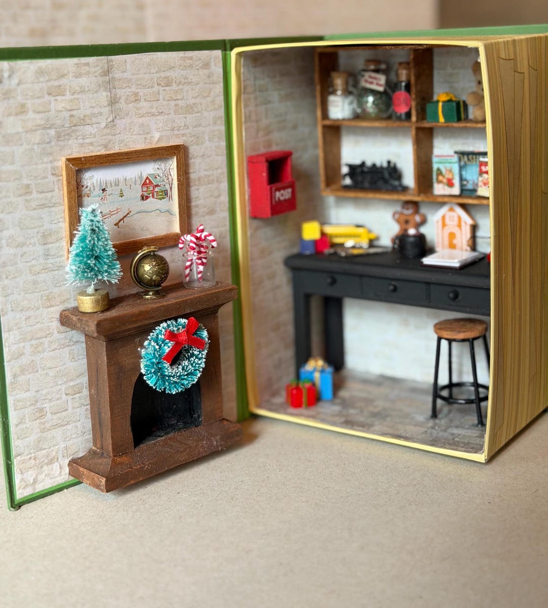 Miniature Santa's Office Christmas Book Box - Etsy