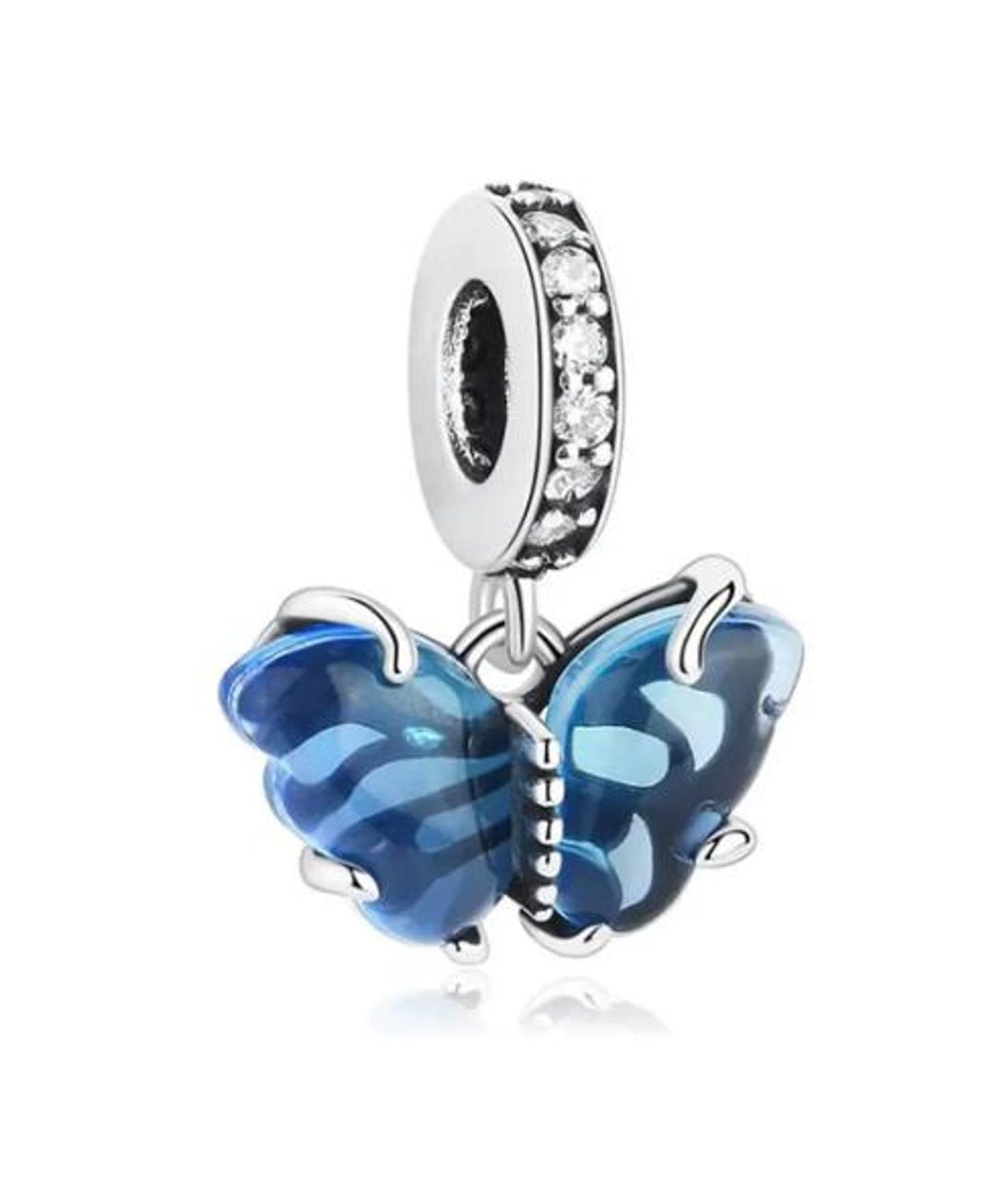 Pandora Blue Murano Glass Butterfly Dangle Charm, 925 Sterling Silver ...