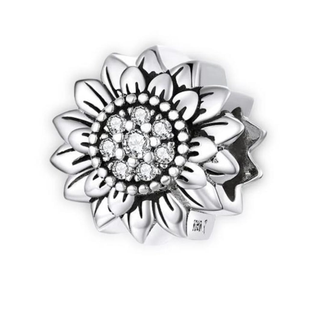 Pandora Sunflower Bead Charm for , Bracelet Charm Jewelry Necklace,100% ...