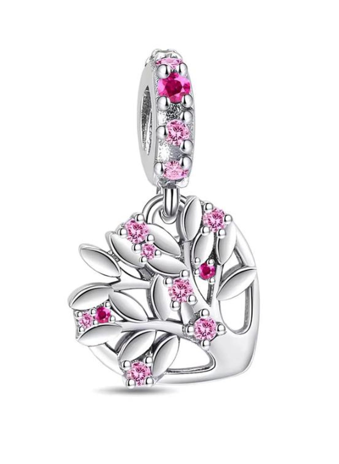 Pandora Pink Heart Family Tree Dangle Charm, 925 Sterling Silver Charm ...