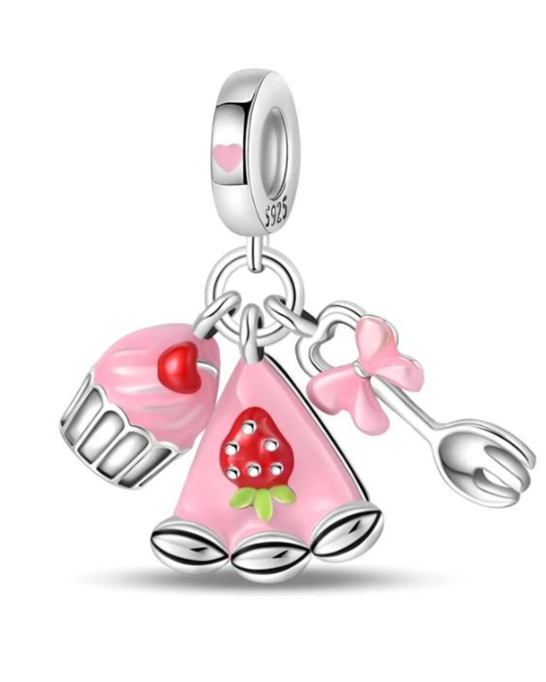 Pandora Pizza Slice, Cupcake and Fork Charm, Enamel Plated 925 Sterling ...