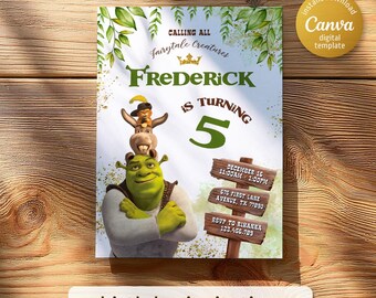 Shrek Birthday Invitation, Printable Shrek Invitation, Fiona Party ...