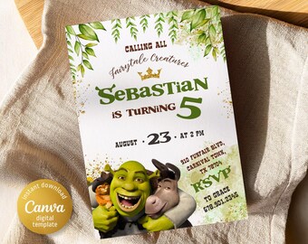 Shrek Birthday Invitation, Printable Shrek Invitation, Fiona Party ...
