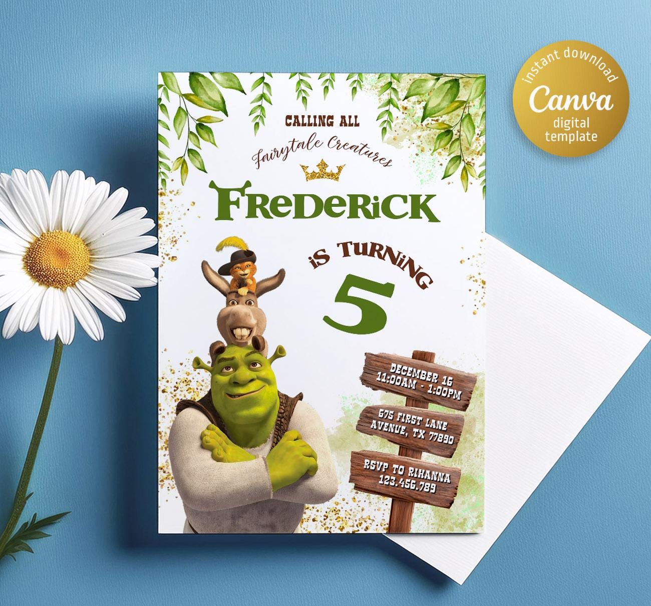 Shrek Birthday Invitation, Printable Shrek Invitation, Fiona Party ...