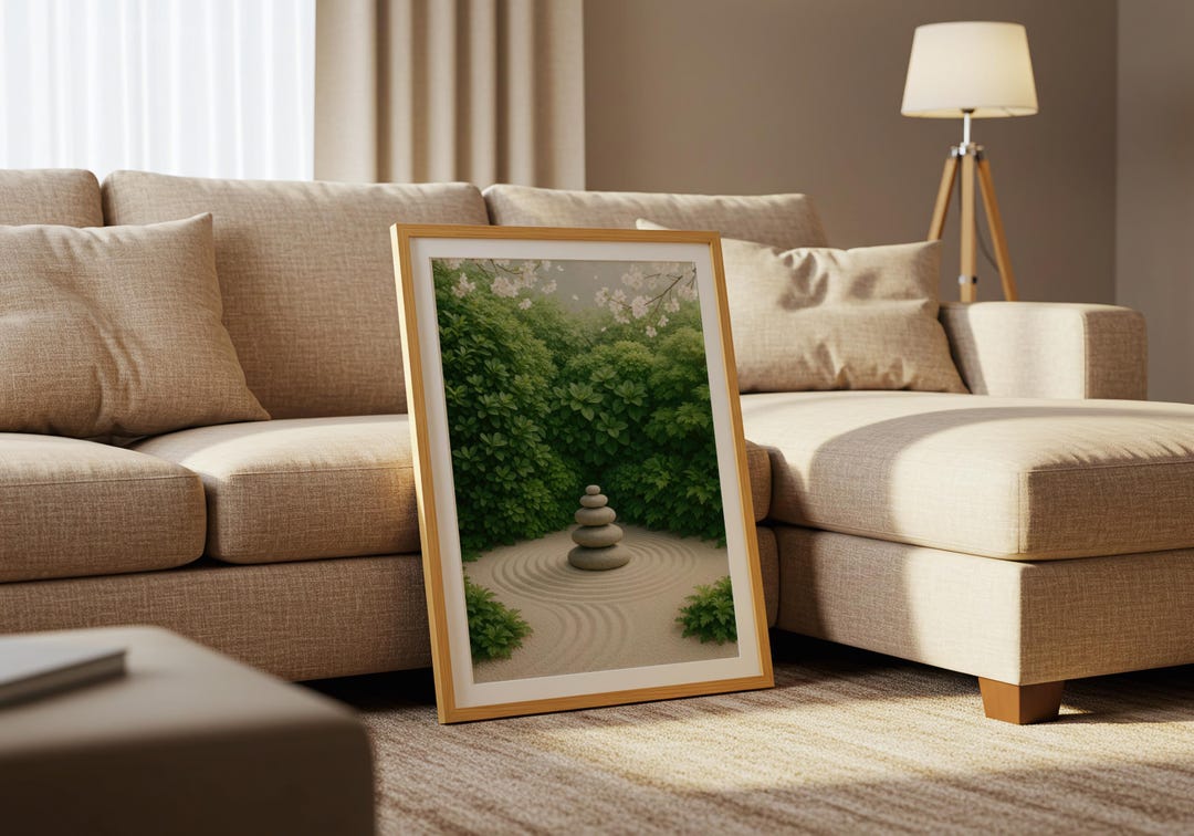 Biophilic Zen Garden Poster, Meditation Room Decor, Awaken Relaxation ...