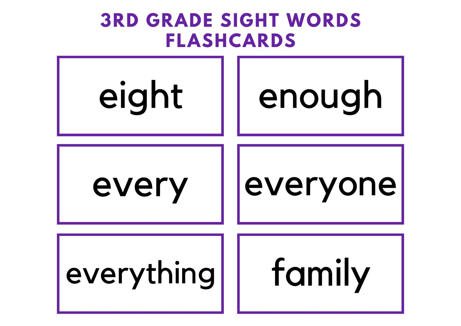 3rd Grade Sight Word Flashcards: Printable Learning Resource (PDF Set ...