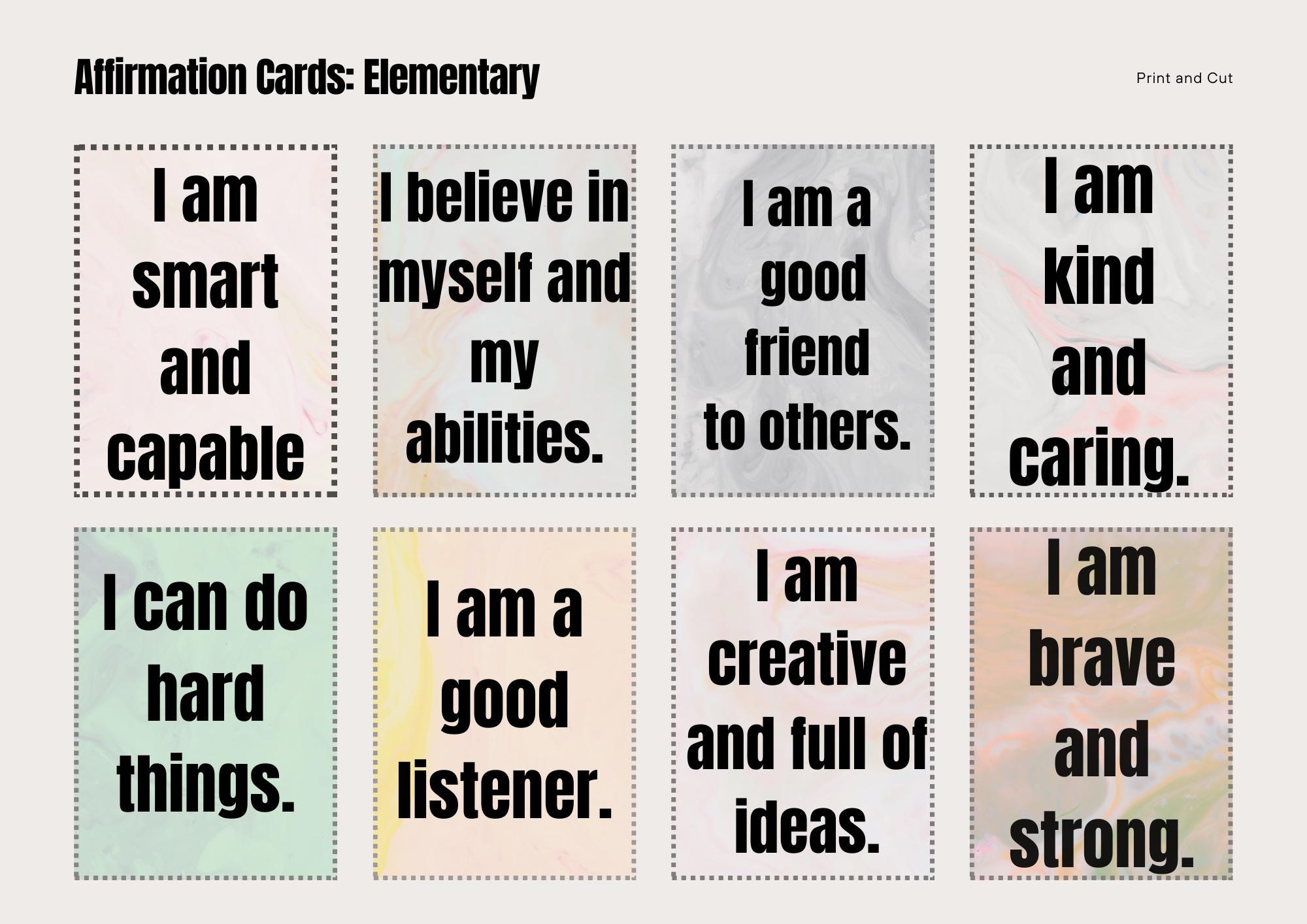 Printable Affirmation Cards for Kids | 32 Elementary Confidence & SEL ...