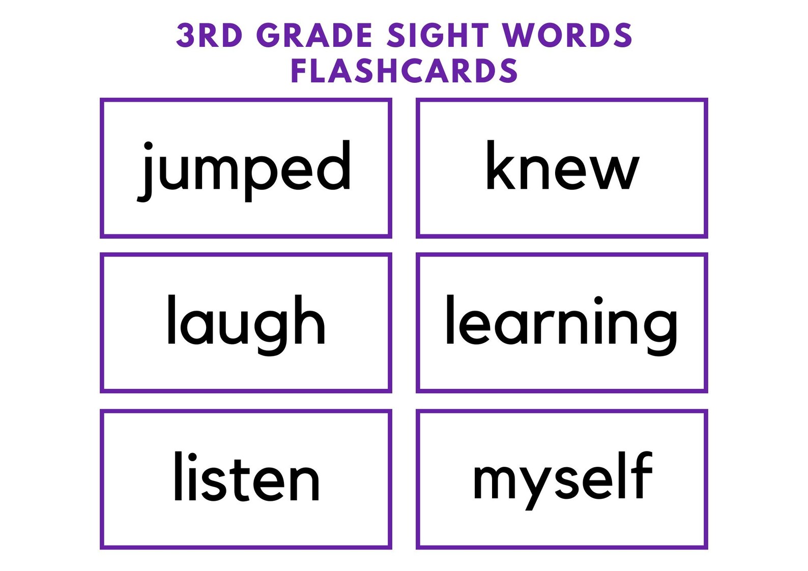 3rd Grade Sight Word Flashcards: Printable Learning Resource (PDF Set ...