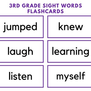 3rd Grade Sight Word Flashcards: Printable Learning Resource (PDF Set ...