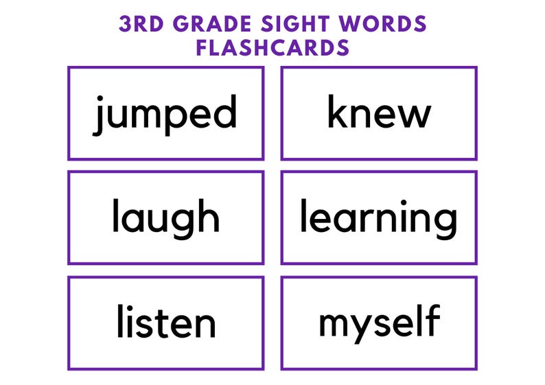 3rd Grade Sight Word Flashcards: Printable Learning Resource (PDF Set ...