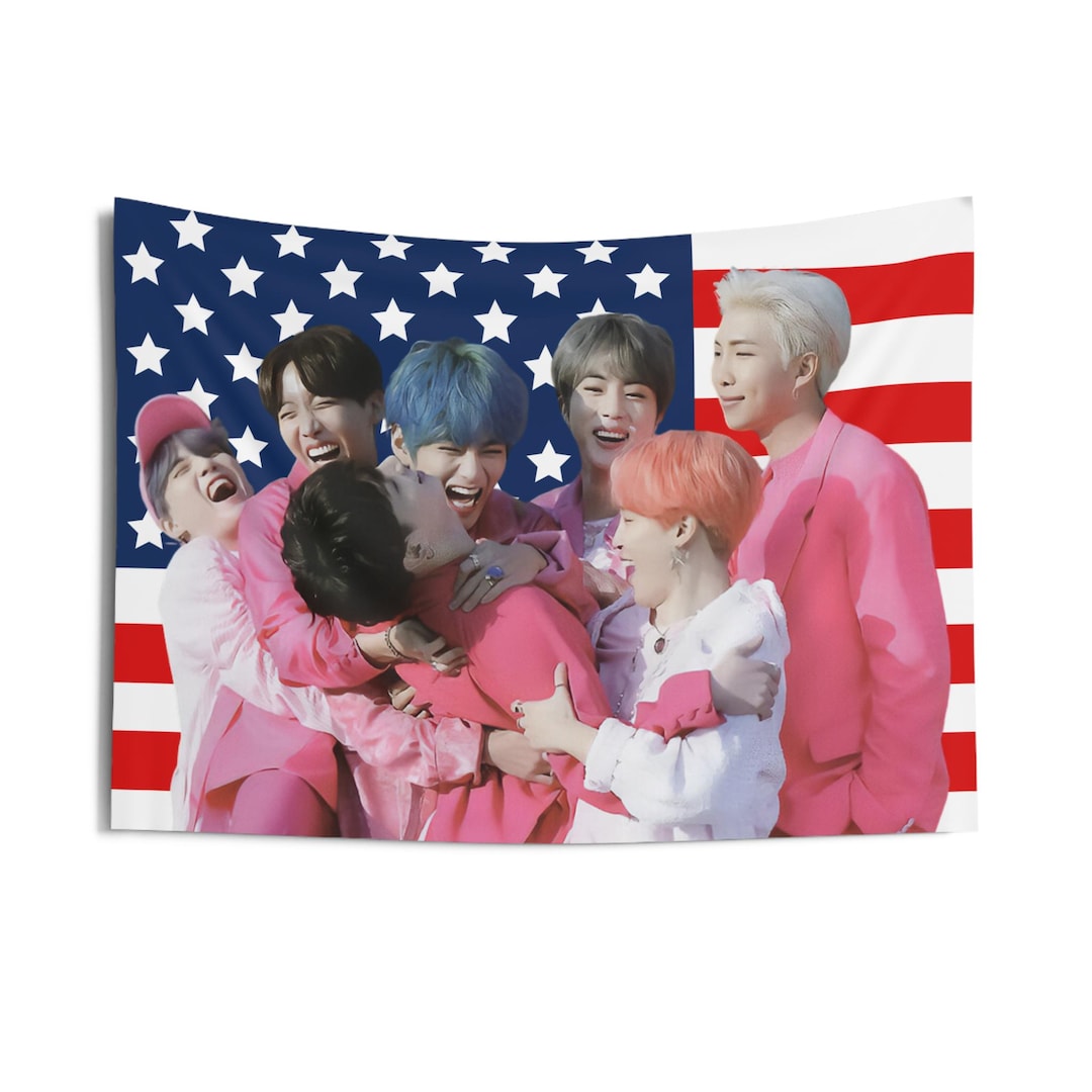 BTS Members Boy With Luv American Flag, Bts Concert Banner, Bts Kpop ...