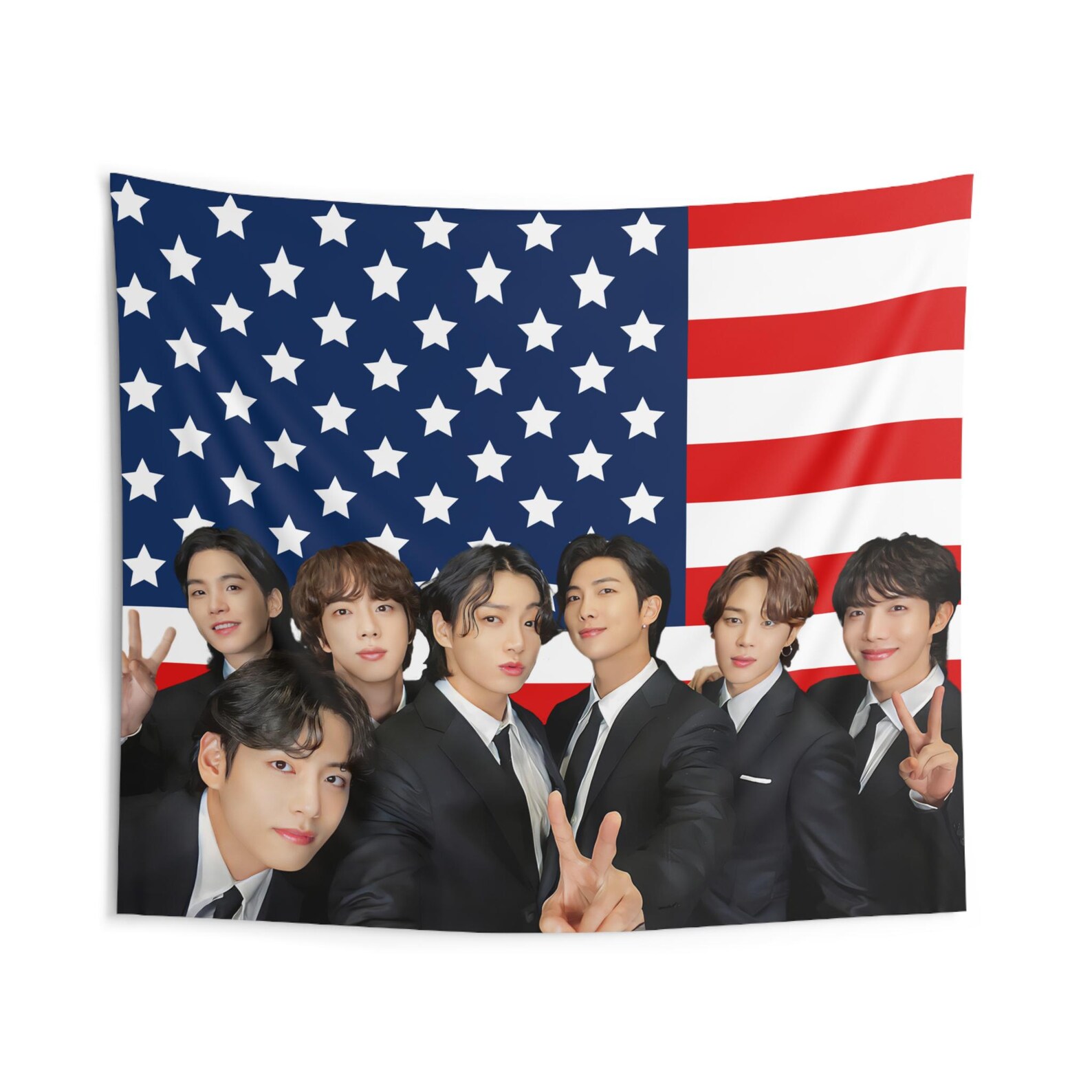 BTS Members Group Photo Flag Banner, Bts American Tapestry, Bts Merch ...