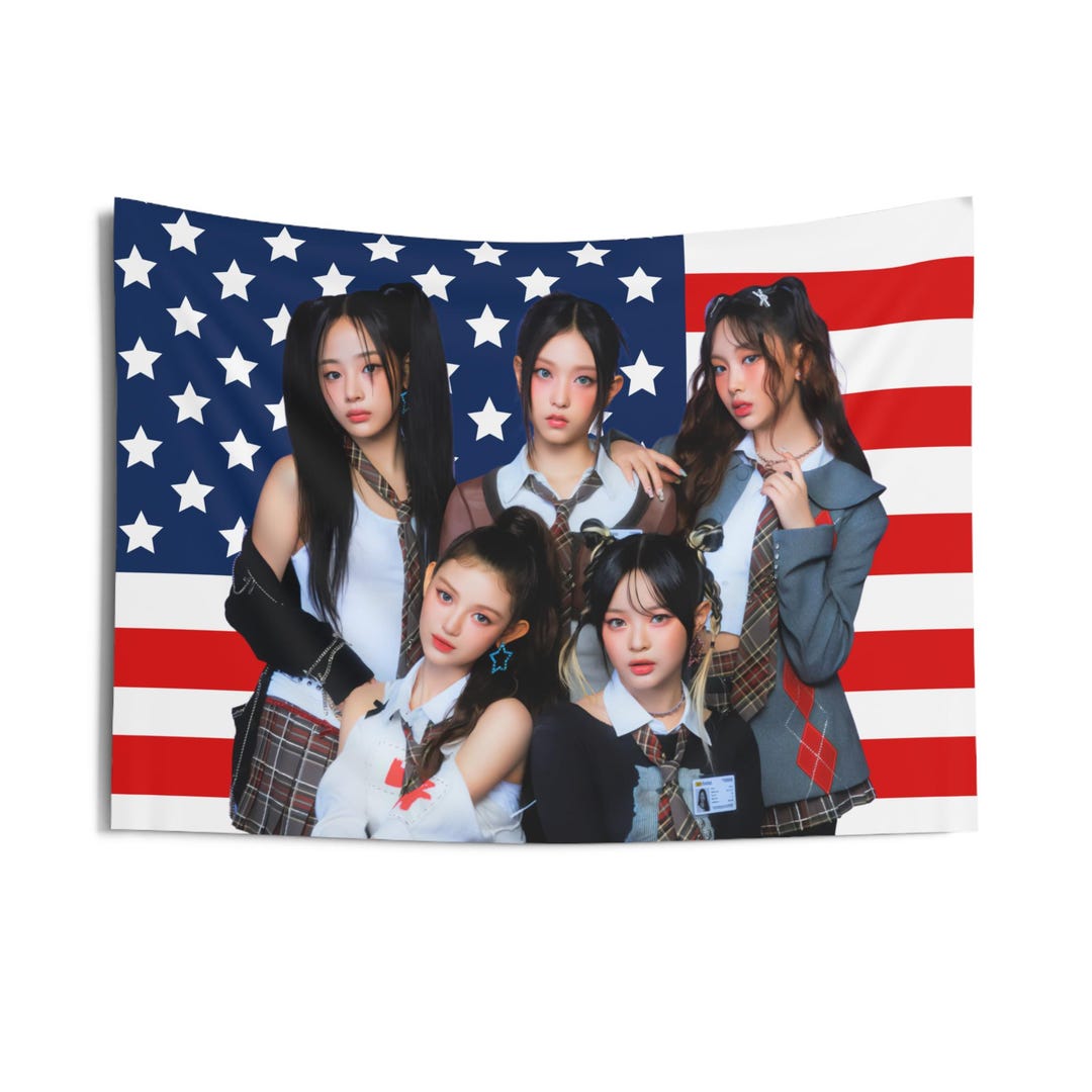 Njz Members School Girls American Flag, Njz Concert Banner, Njz Kpop ...