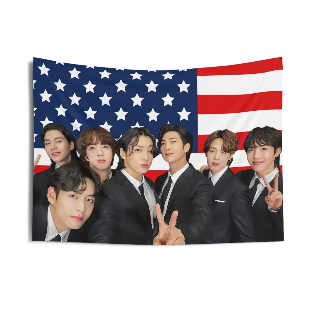 BTS Members Group Photo Flag Banner, Bts American Tapestry, Bts Merch ...