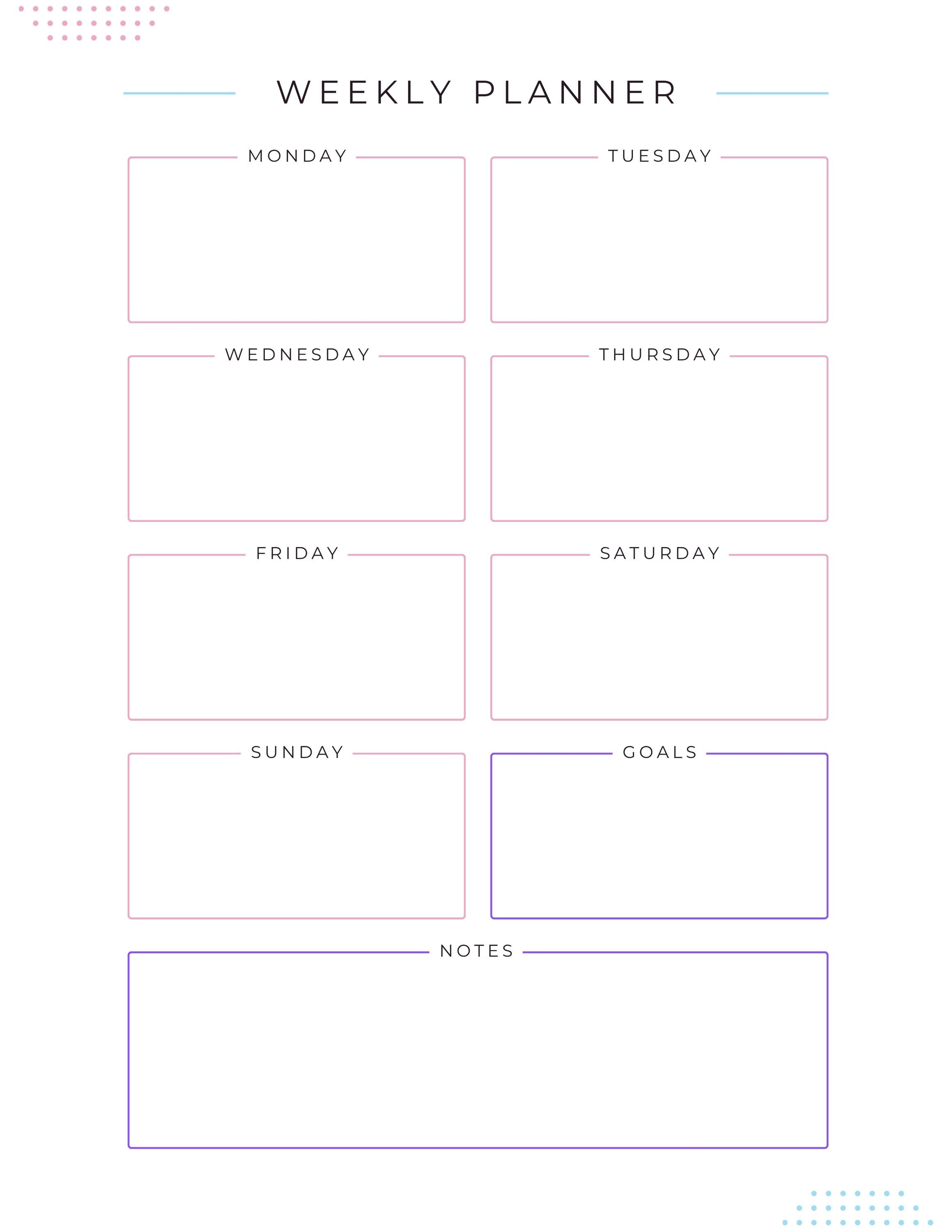 Pastel Weekly Planner Printable | Minimalist Undated - Etsy