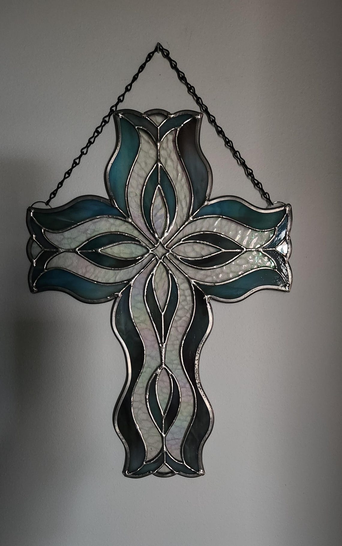 Stained Glass Cross Blooming Tulip Styled Pattern Digital Download JPG ...