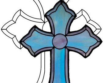 Contemporary Cross Stained Glass Pattern, Cross Pattern Digital ...