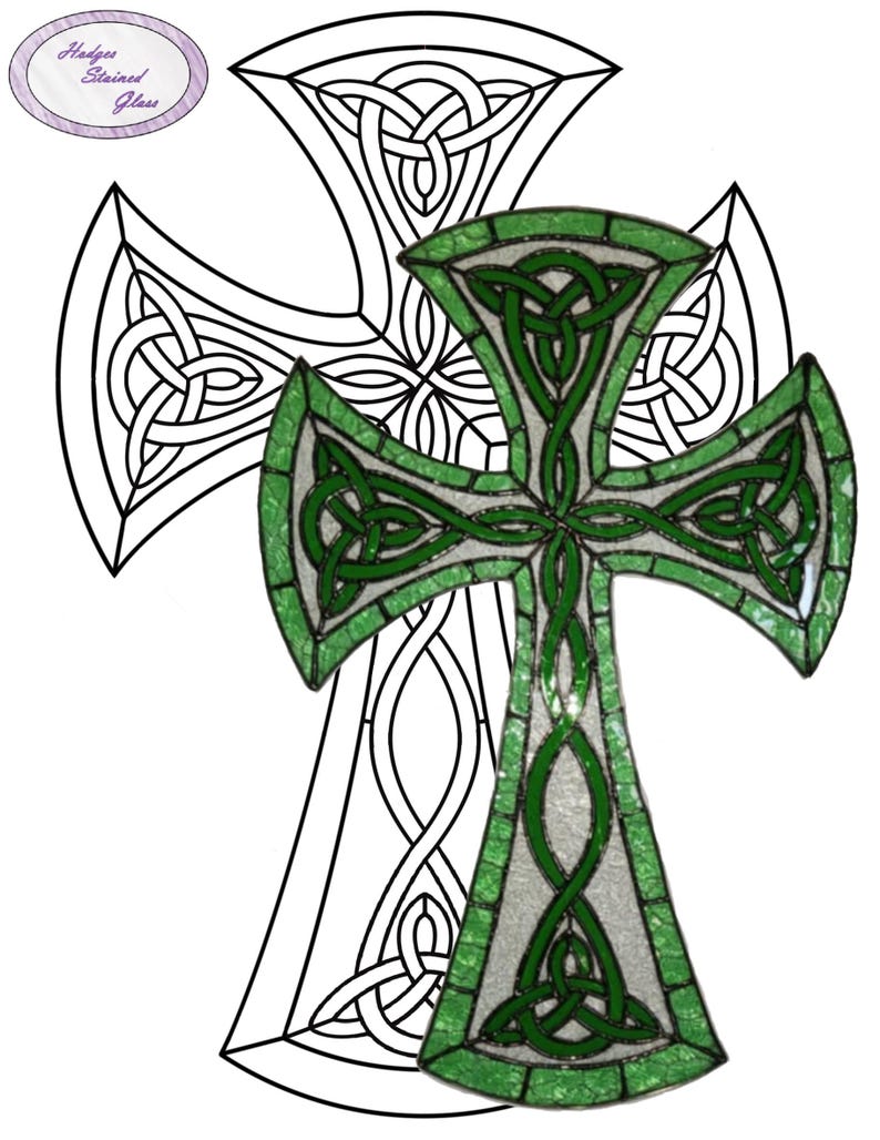 Stained Glass Cross Celtic Pattern Digital Download JPG - Etsy