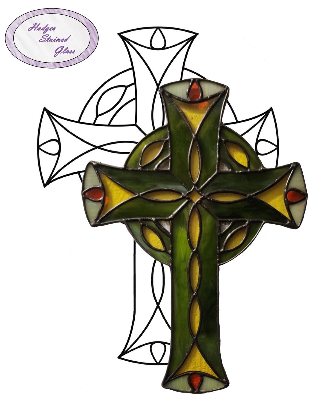 Stained Glass Cross Candle or Bell Styled Pattern Digital Download JPG ...