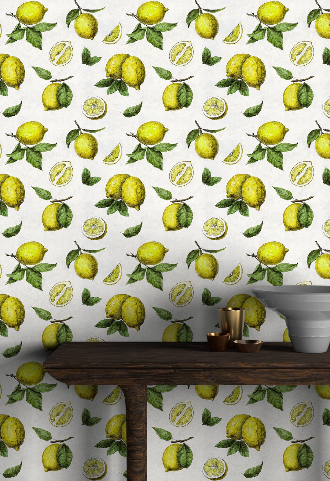 Vintage Lemon Peel and Stick Wallpaper With Lemon,lemon Mural,fruit ...