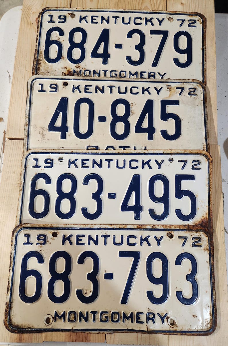 1972 Kentucky License Plate Your Pick - Etsy