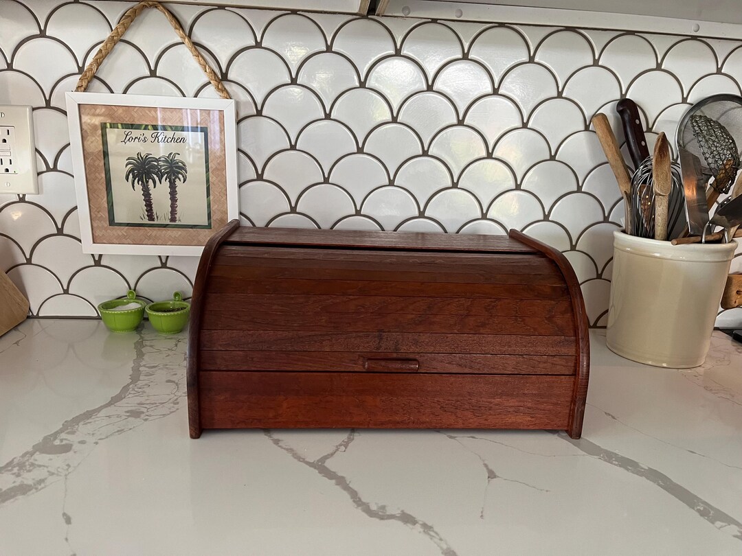Vintage Teak MCM Tambour Door Bread Box. Well Crafted Timeless Design ...