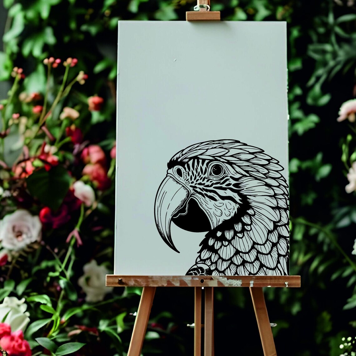 Parrot Svg Png Eps Dxf Ai Cricut Silhouette, Parrot Head Svg Dxf Cnc ...