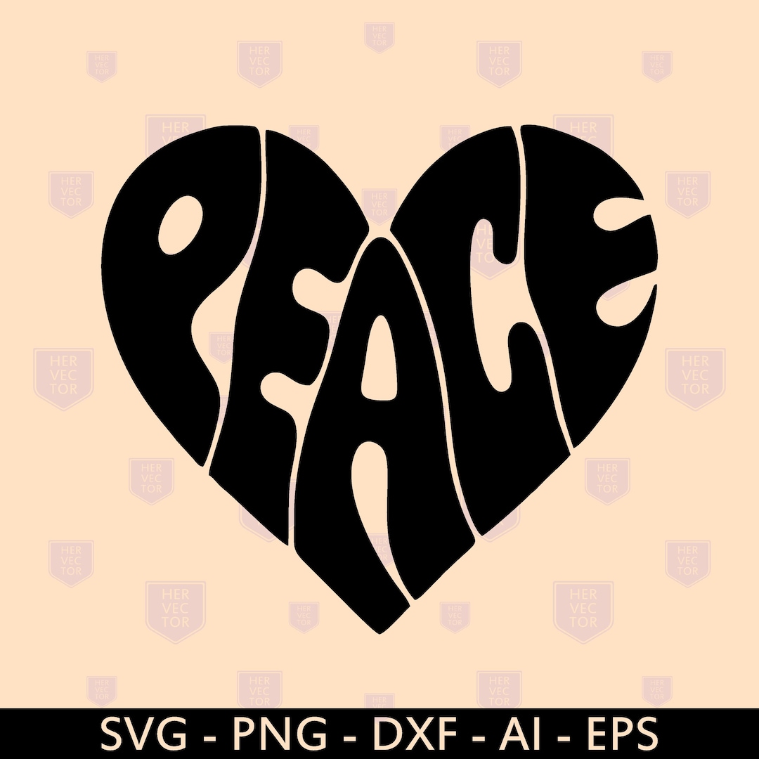 Peace Svg, Peace Heart Svg, Heart Svg, Heart Monogram Svg, Heart Cut ...