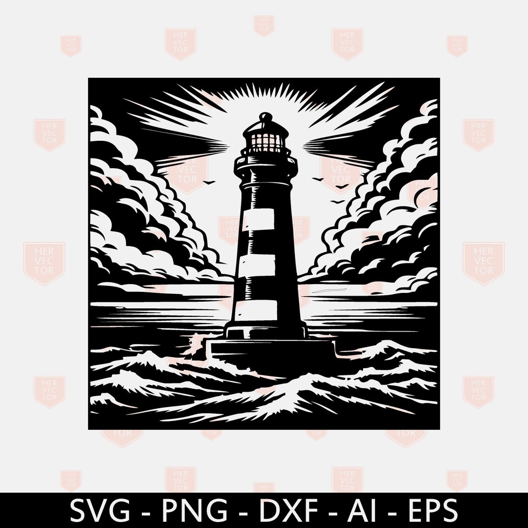 Lighthouse SVG, Nautical Lighthouse SVG Files, Lighthouse Silhouette ...