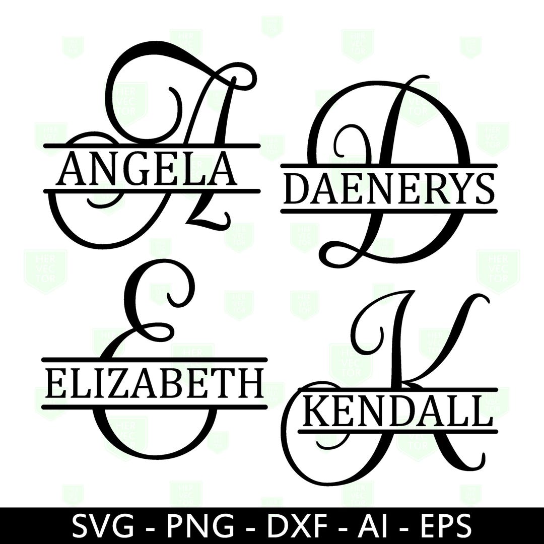 Split Monogram Svg, Alphabet SVG, Lettering Svg, Split Name Monogram ...