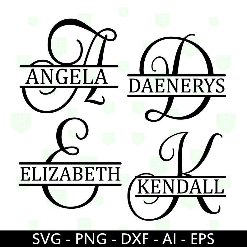 Split Monogram Svg, Alphabet SVG, Lettering Svg, Split Name Monogram ...