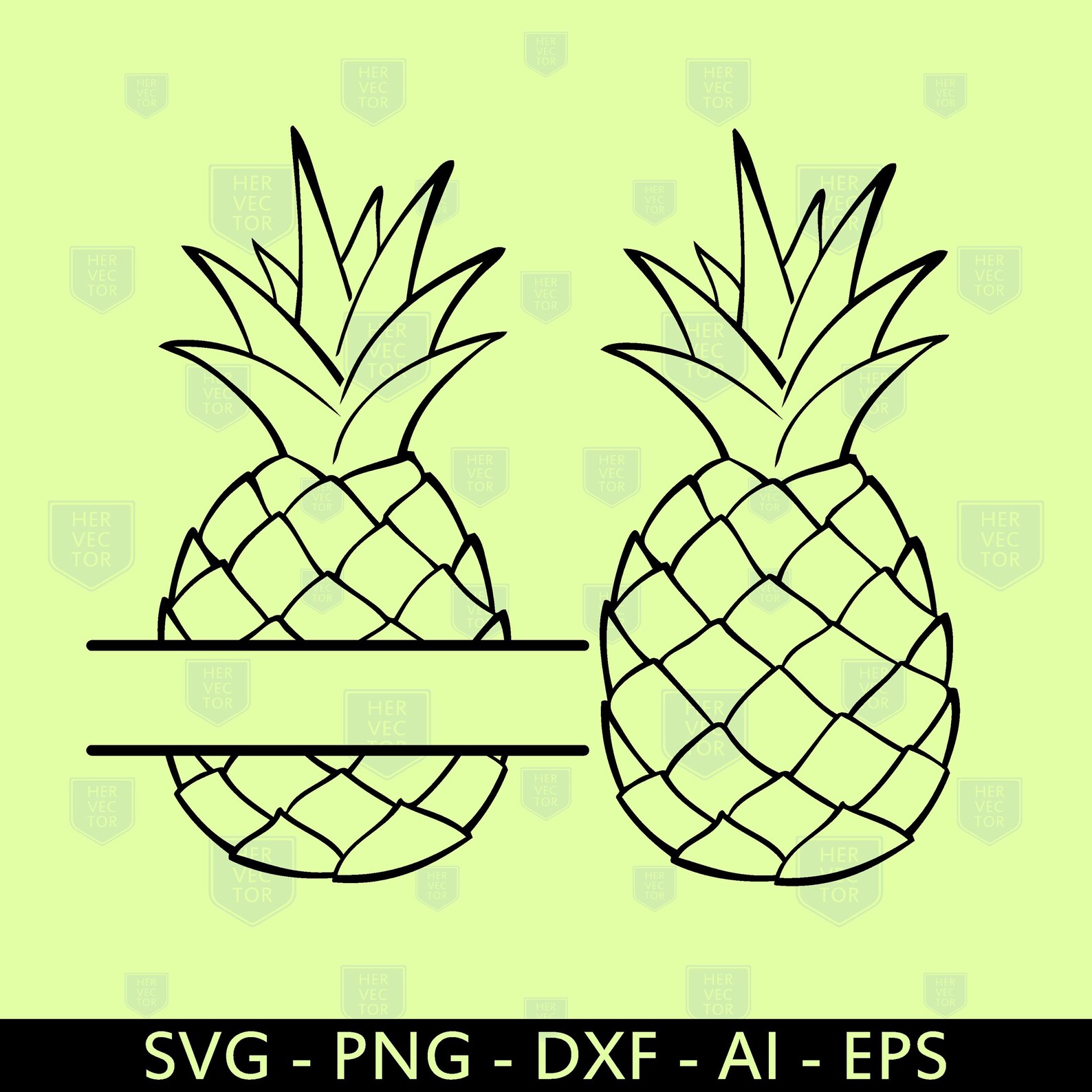 Pineapple SVG, Pineapple Split Monogram Svg, Pineapple PNG, Pineapple ...