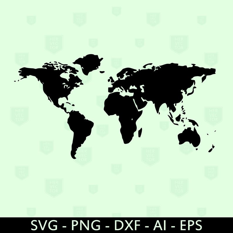 World Map SVG, Continents Svg, World Map Silhouette, World Map Laser ...