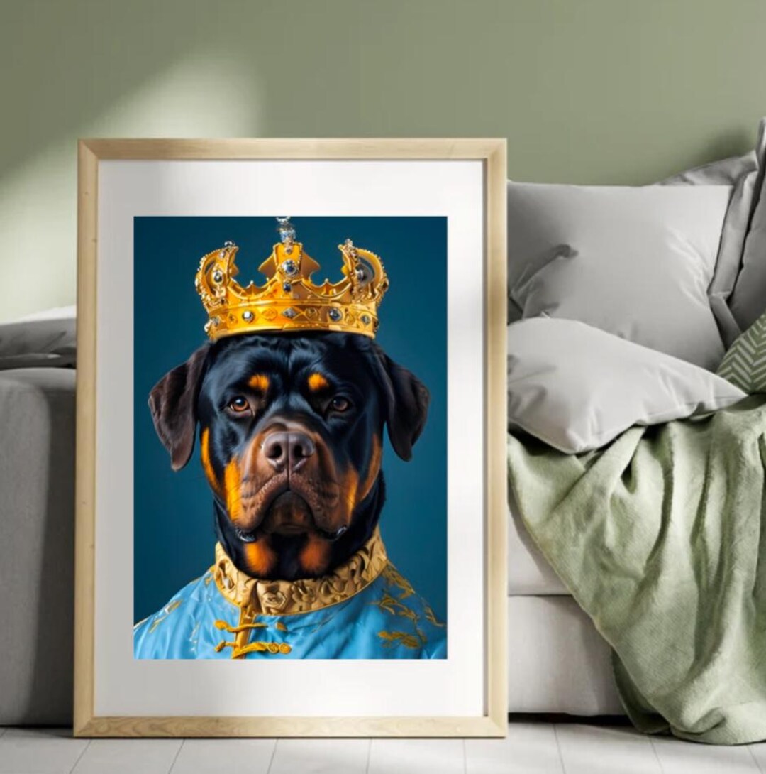 Rottweiler Royal Portrait Wall Art Print – Digital Download, Regal Dog ...